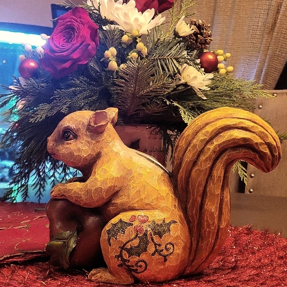 Sterling, Inc | Accents | Holiday Squirrel With Holly Hearts And Apple ...